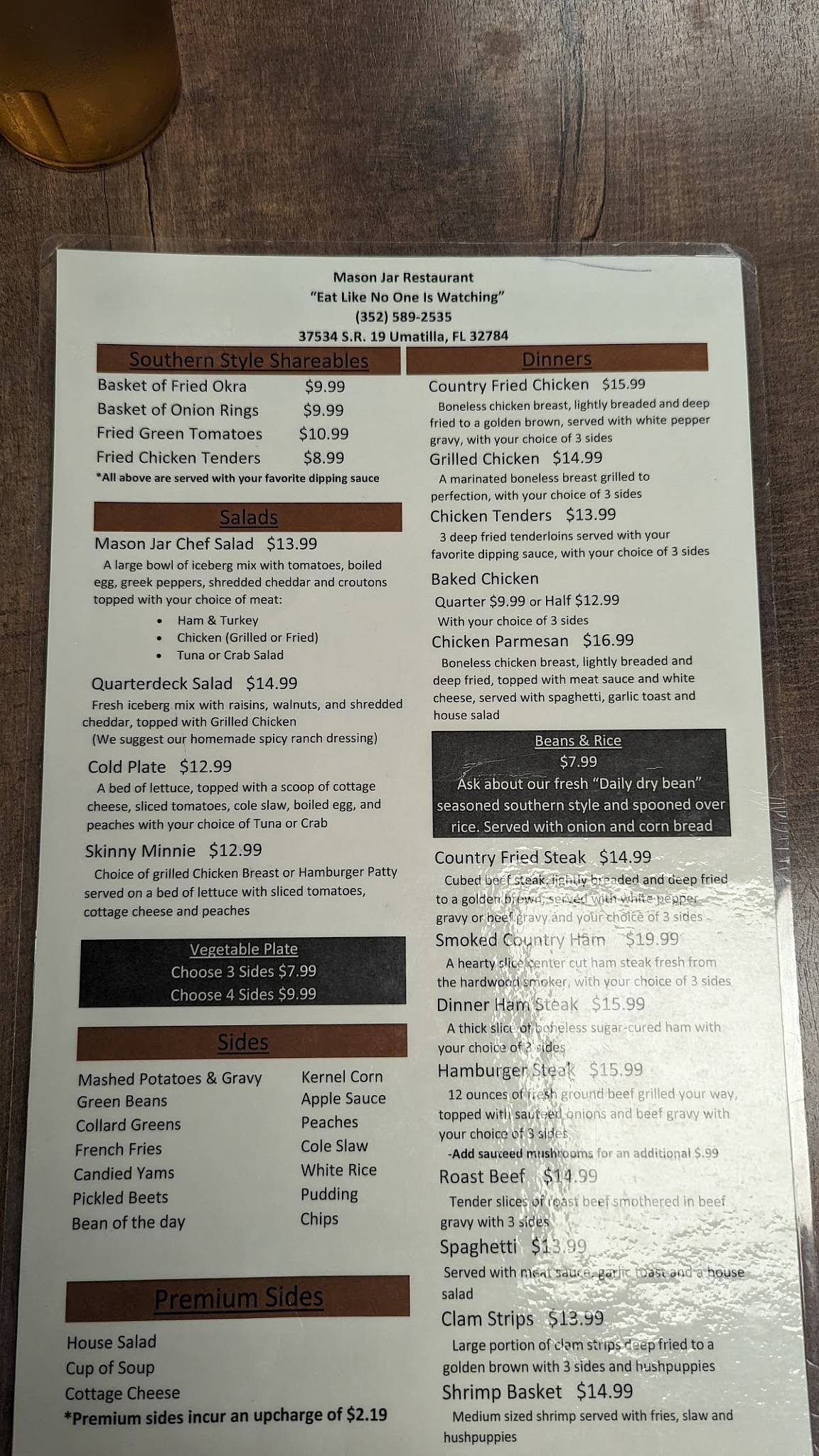 Menu At The Mason Jar Restaurant Umatilla menu-at-the-mason-jar-restaurant-umatilla