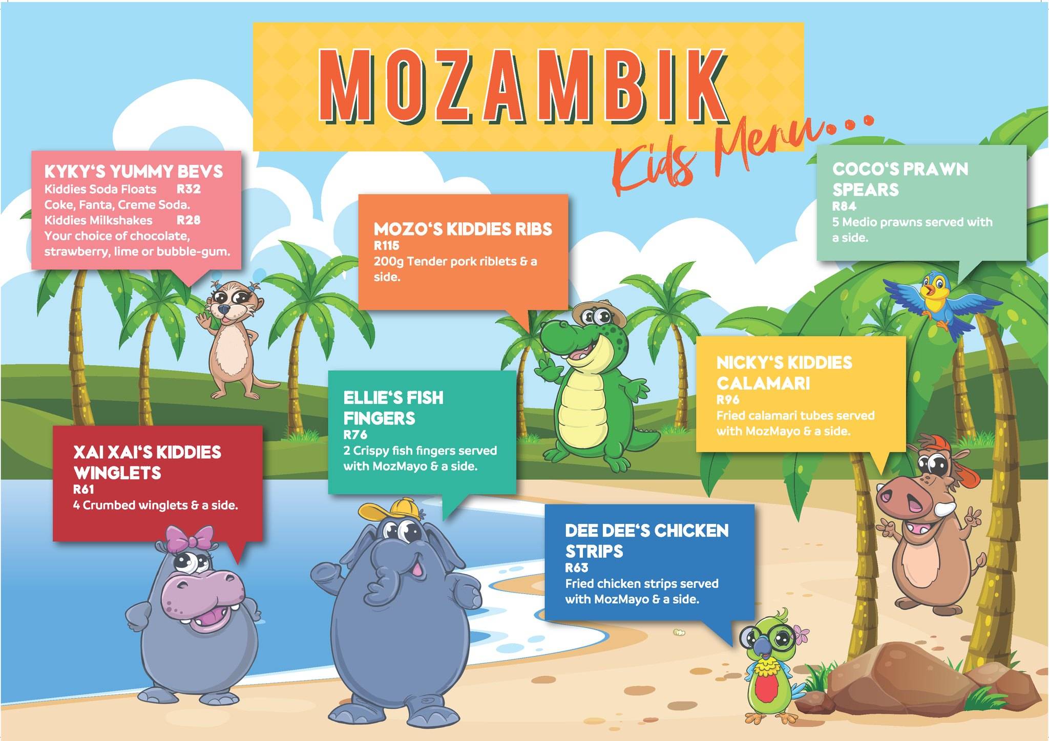 Menu at Mozambik The Pearls Mall restaurant, Umhlanga, Shop 9a