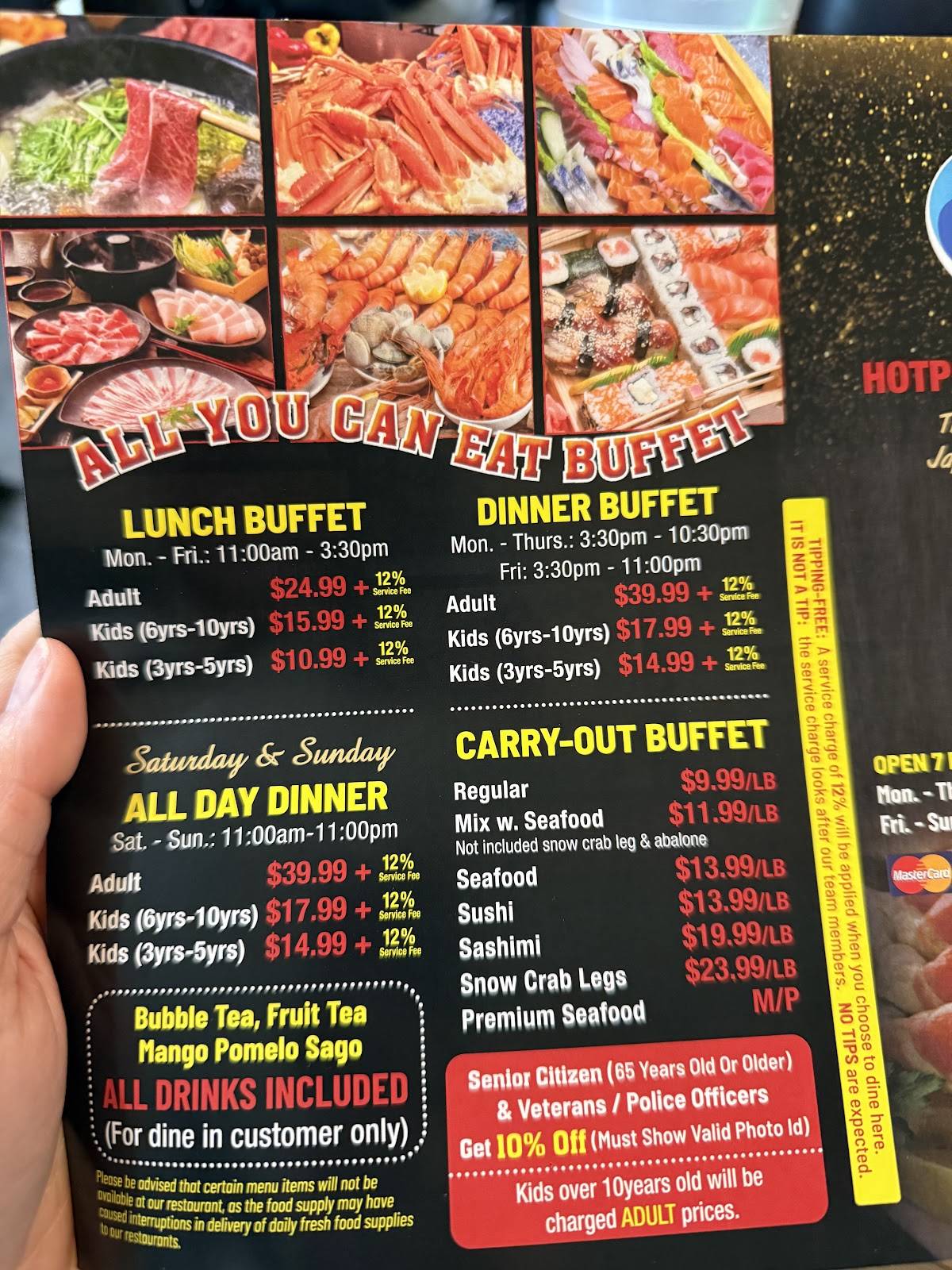 Menu at Umi Hotpot Sushi & Seafood Buffet restaurant, City of Industry