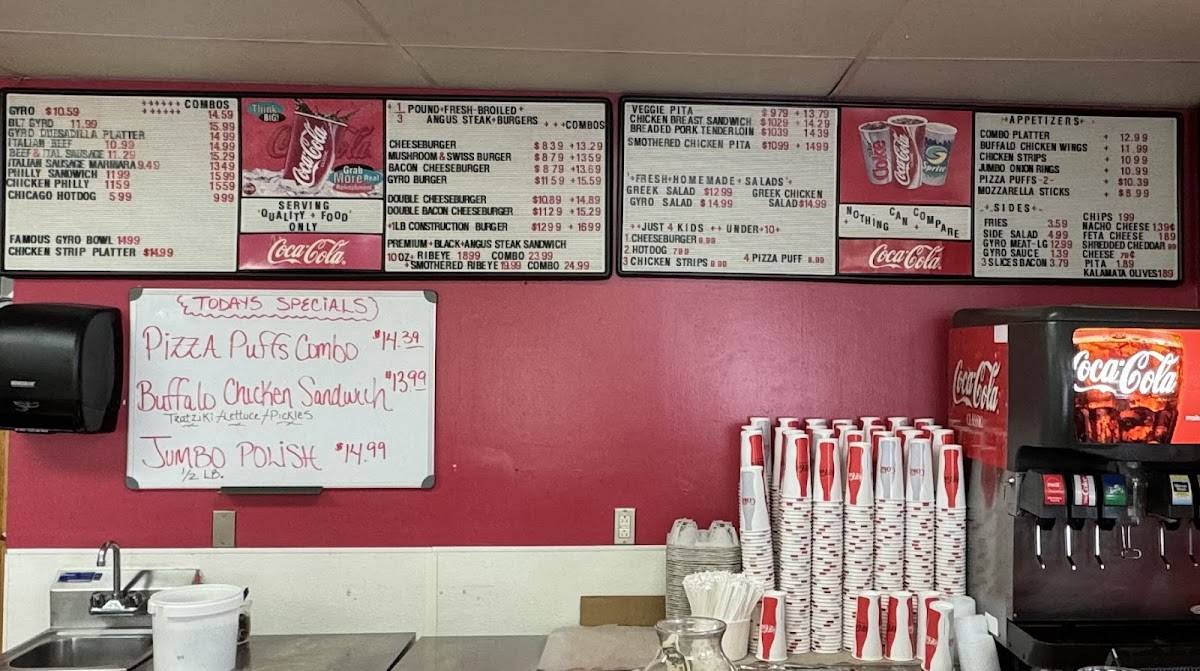 Menu at Uncle Benny's Gyros restaurant, East Moline