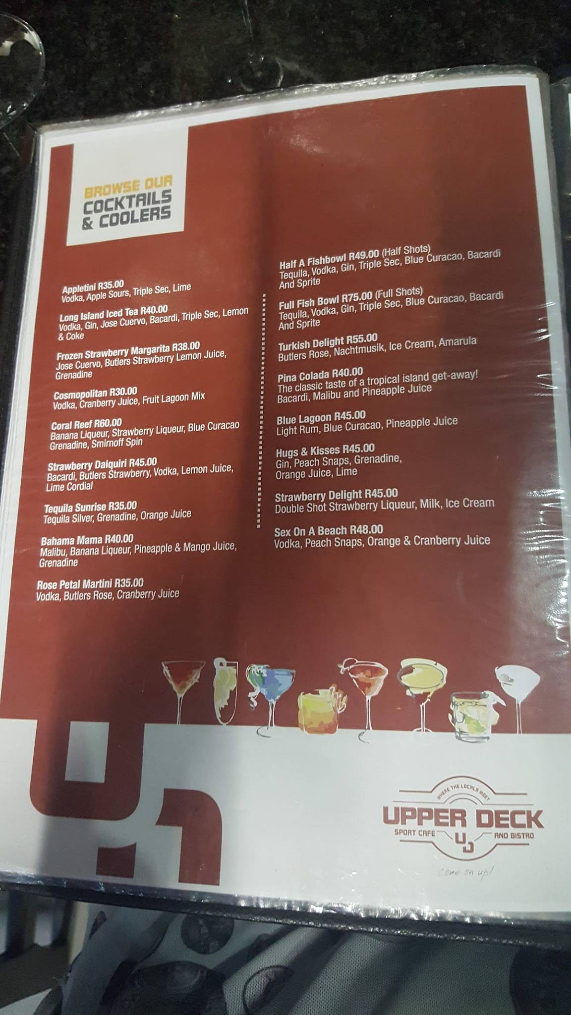 Menu at Upper Deck. pub & bar, Nelspruit