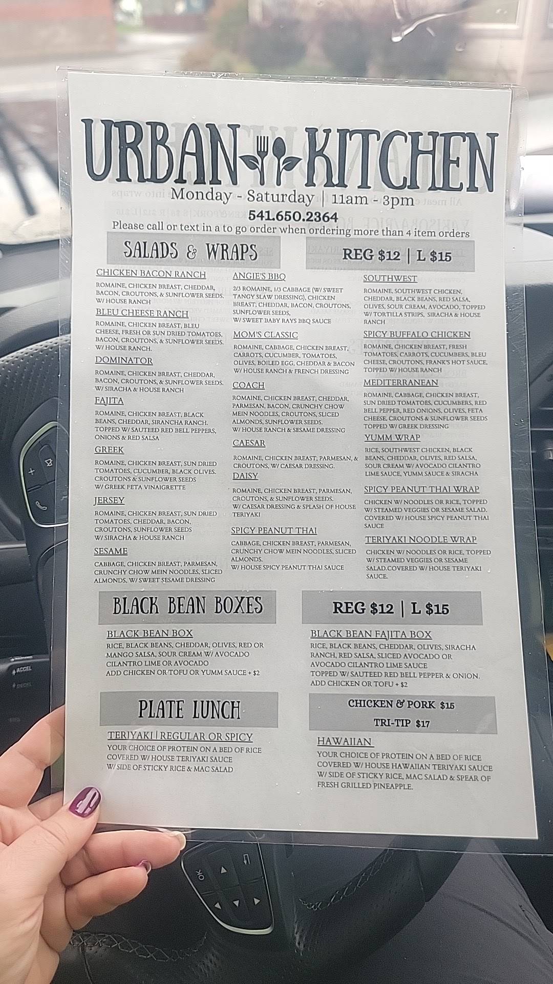 Menu at Urban Kitchen restaurant, Cottage Grove