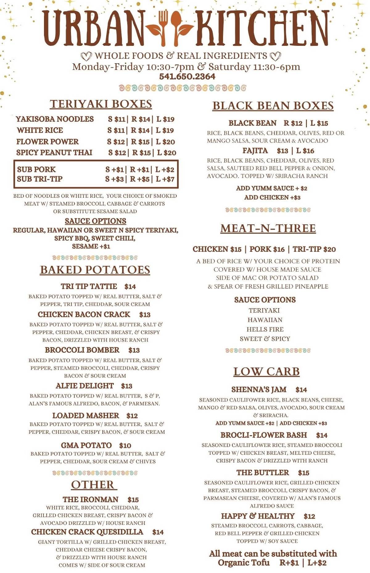Menu at Urban Kitchen restaurant, Cottage Grove
