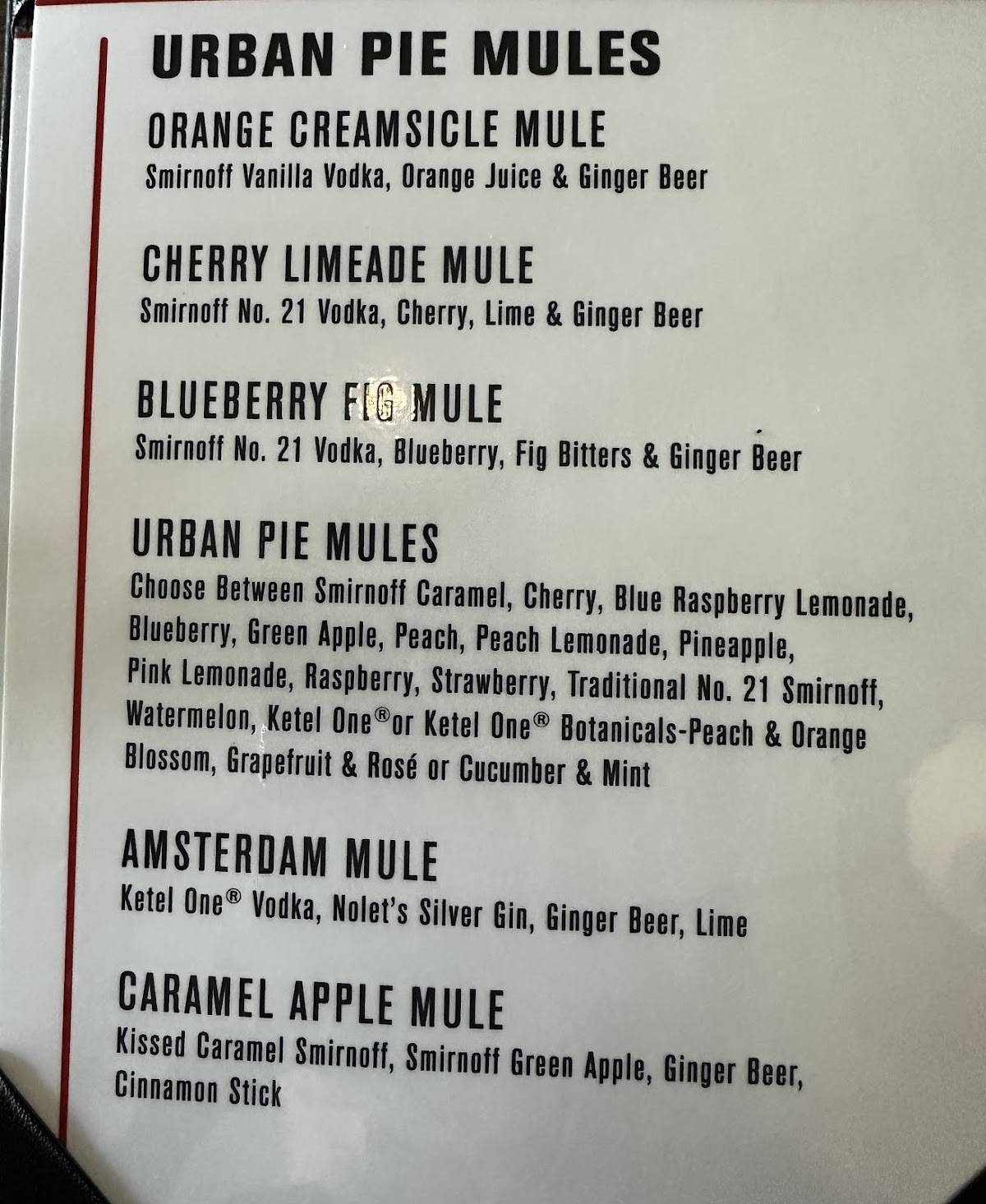 Menu at Urban Pie pub & bar, Cedar Falls