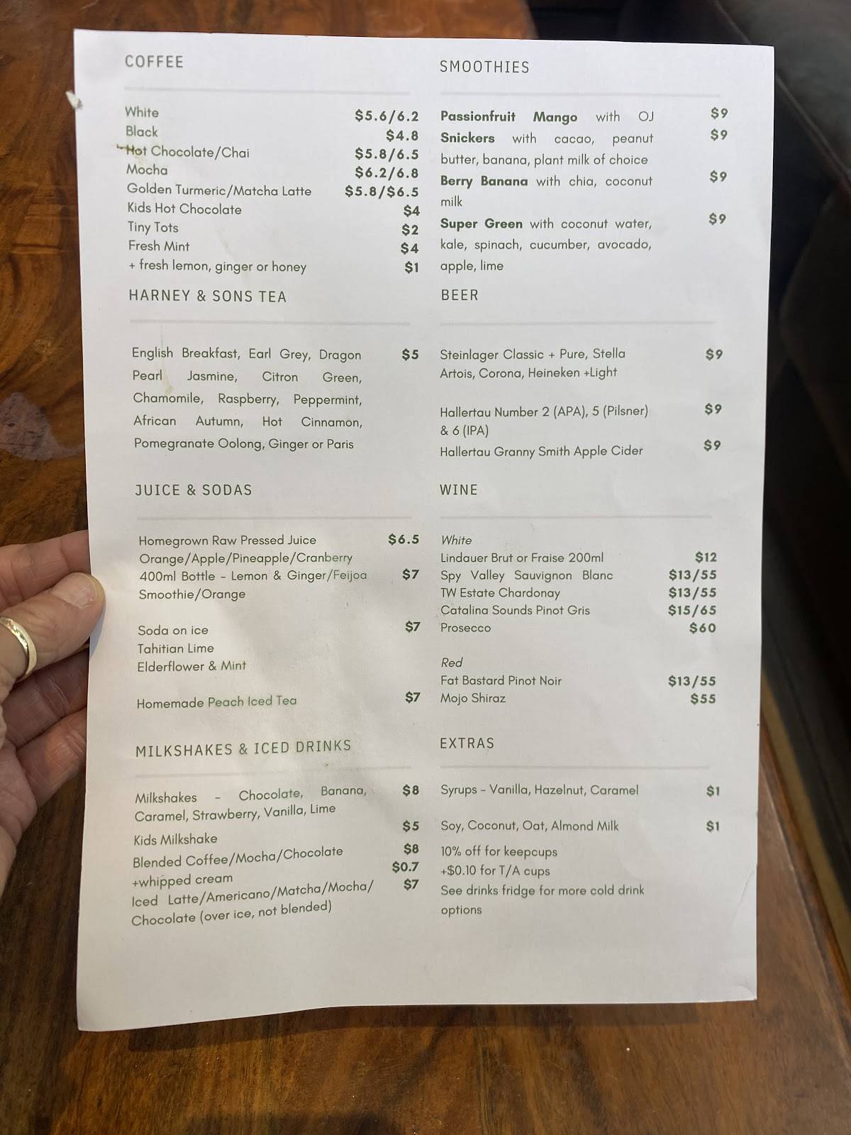 Menu at Urban Soul Cafe, Auckland, 652 Great South Rd