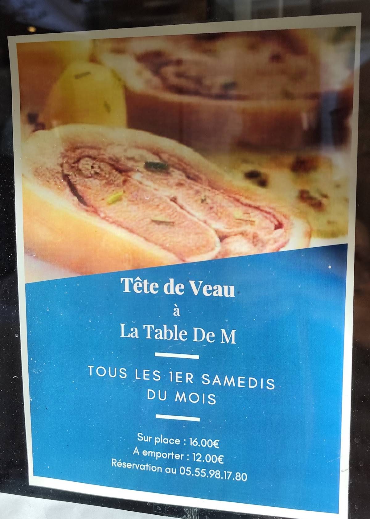 Menu au La Table de M restaurant, Uzerche