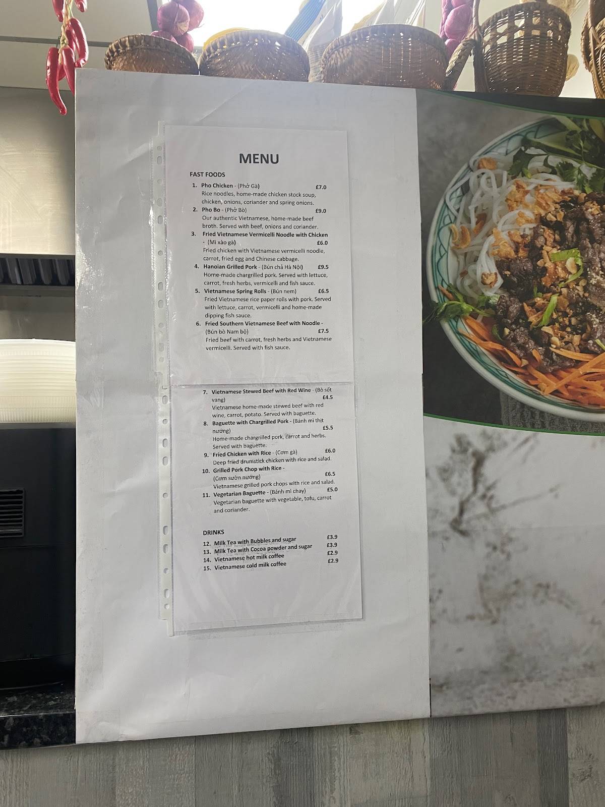 Menu at VFF Coatbridge restaurant, Coatbridge