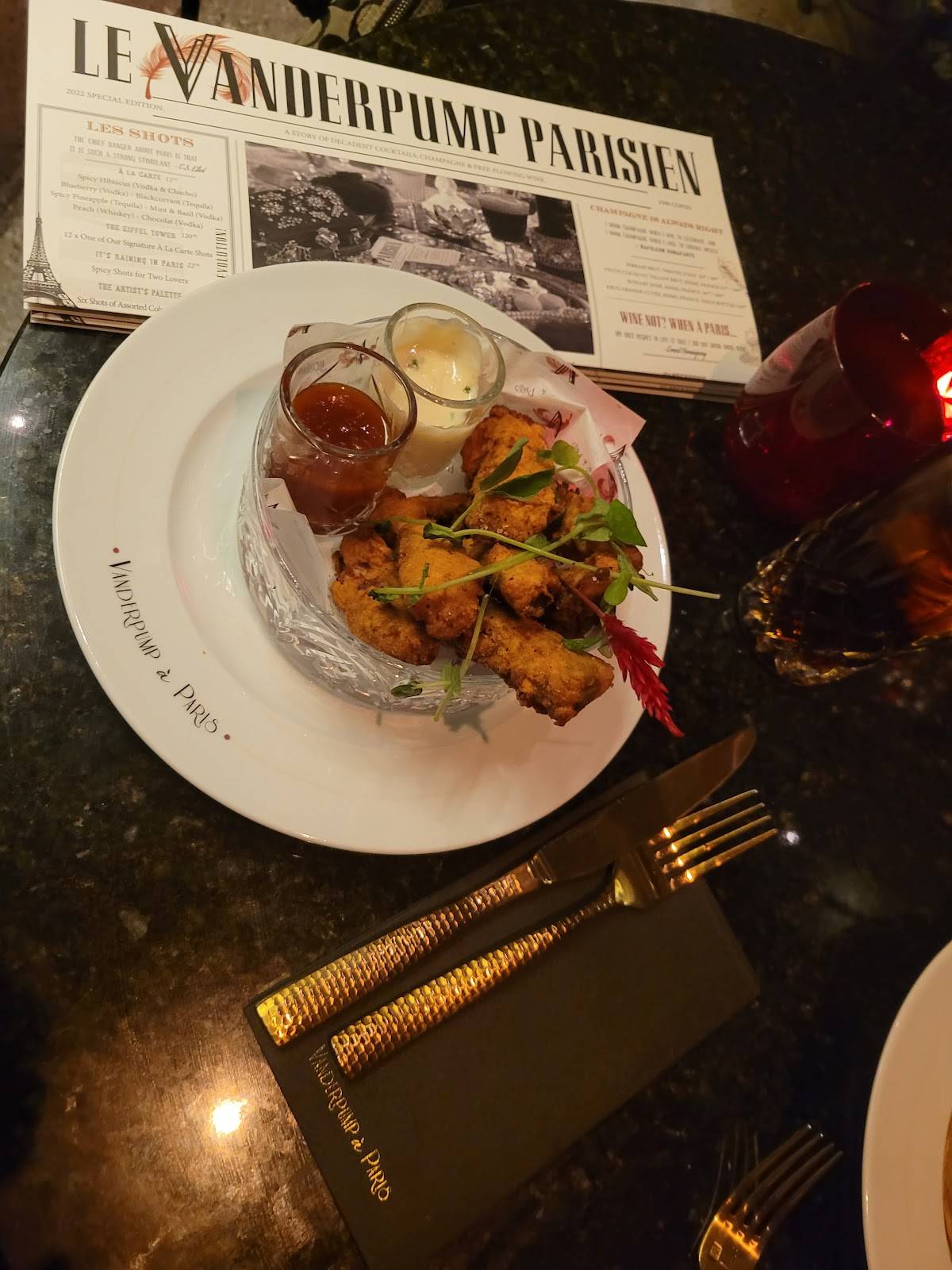 Menu at Vanderpump à Paris pub & bar, Las Vegas