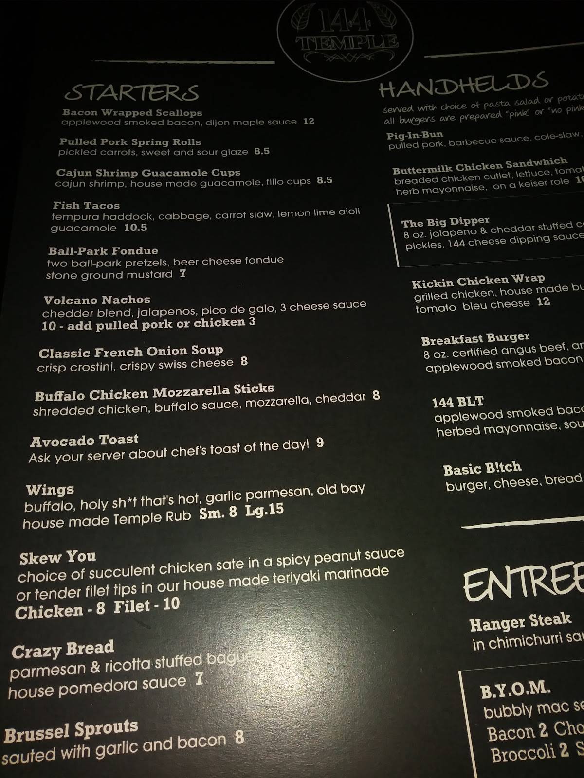 Menu at Vanity Restaurant, Nightclub and Entertainment Venue, New Haven