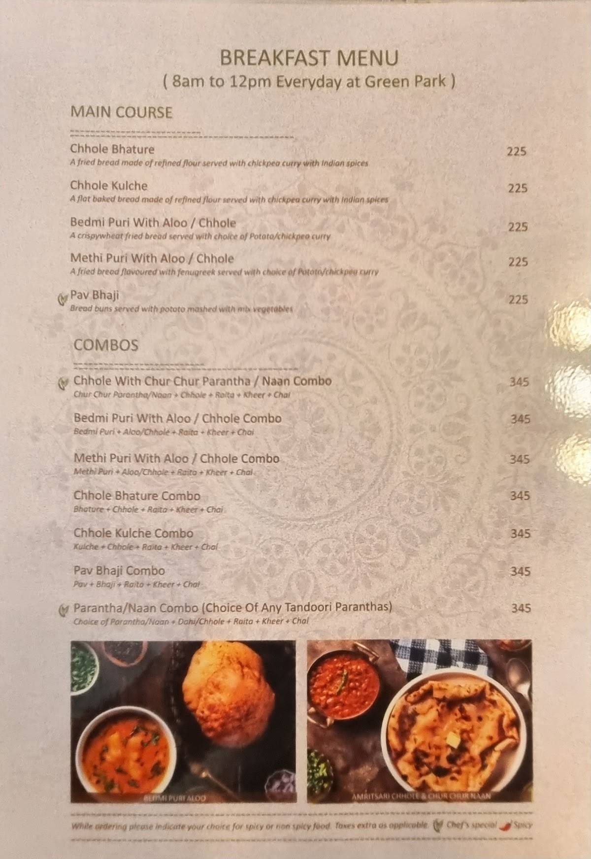 Menu at Veg Gulati, Green Park, New Delhi