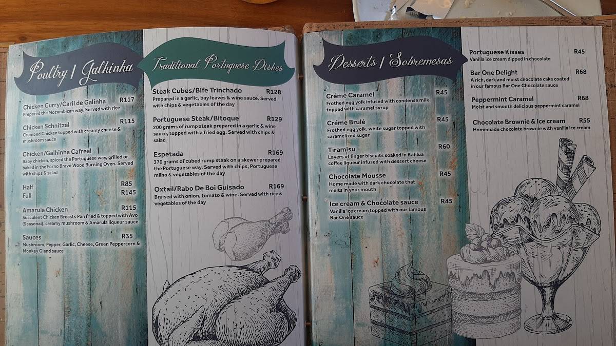 Menu at Rio Sol restaurant, Vereeniging