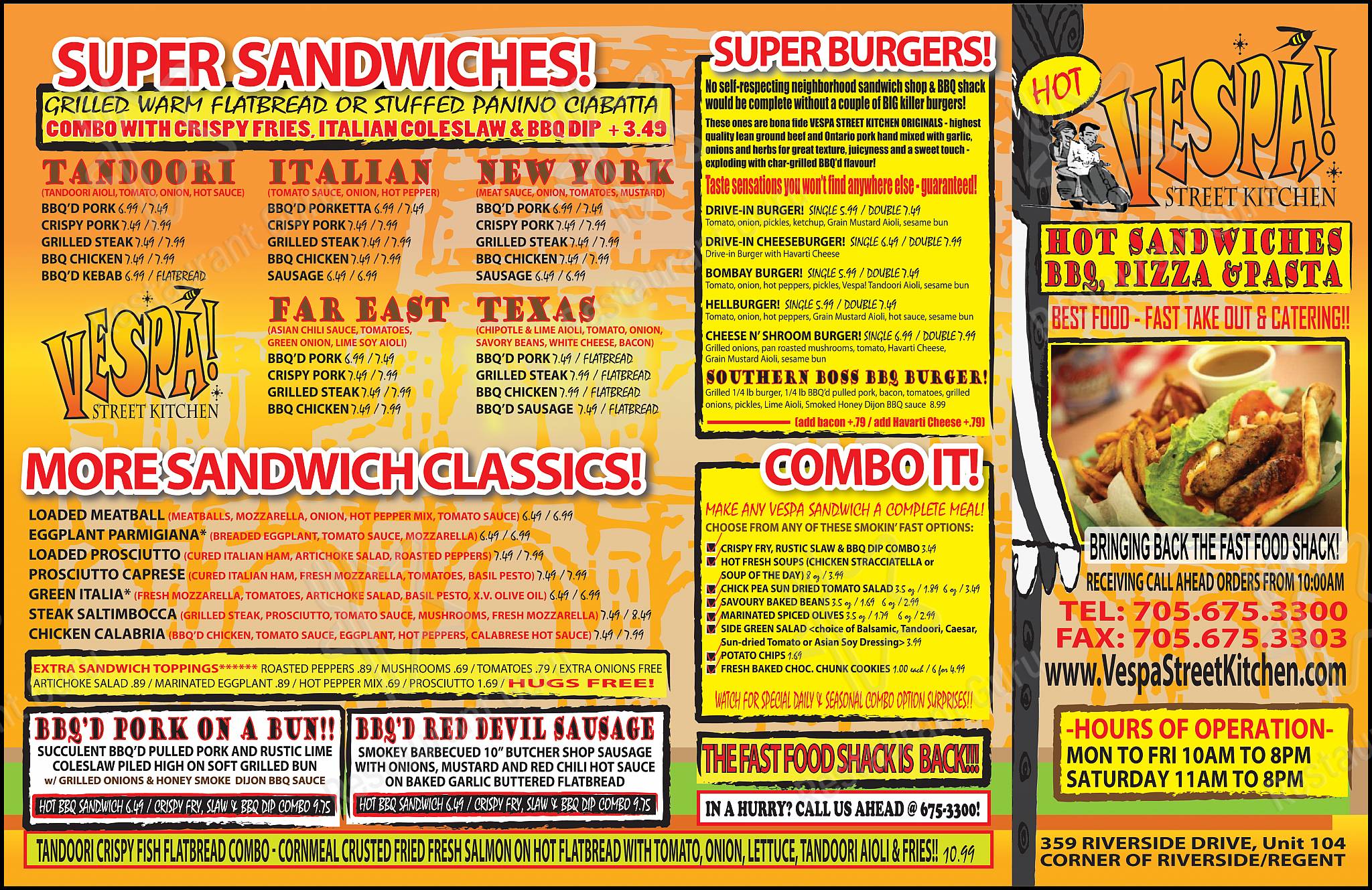 Menu at Vespa Street Kitchen fast food, Sudbury, 359 Riverside Dr