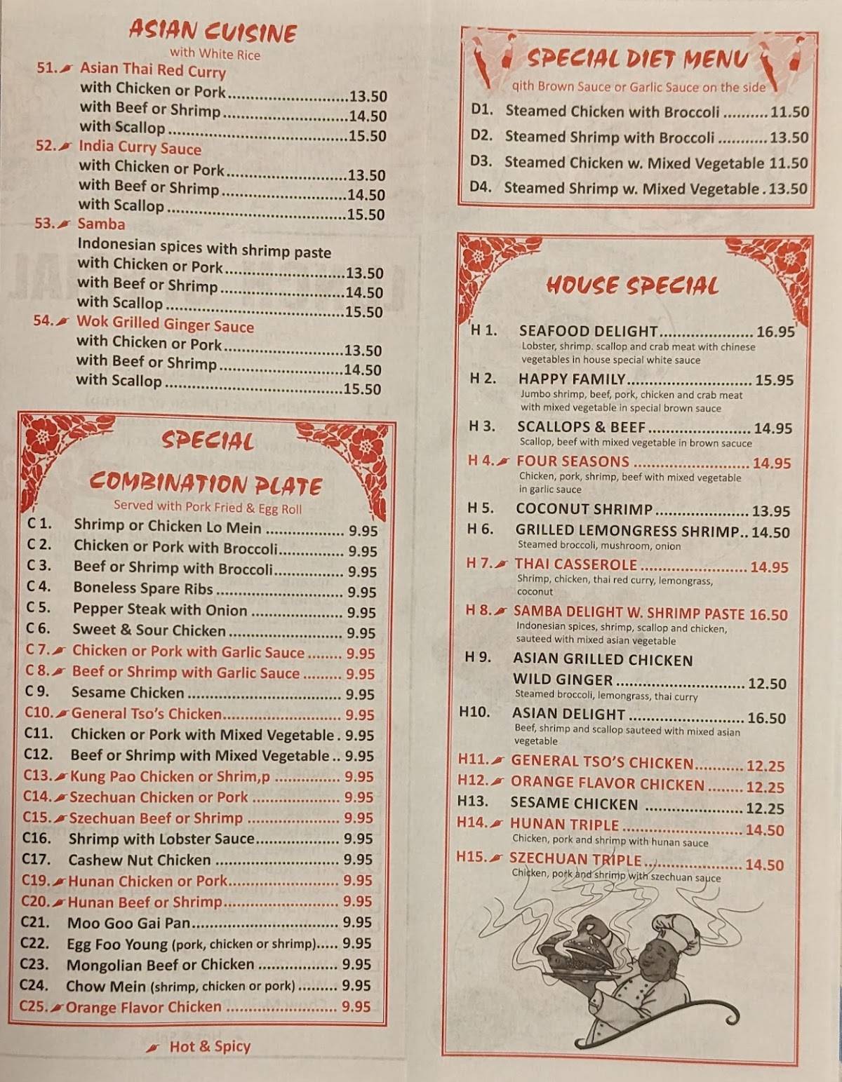 Menu at Asian Kitchen restaurant, Vicksburg