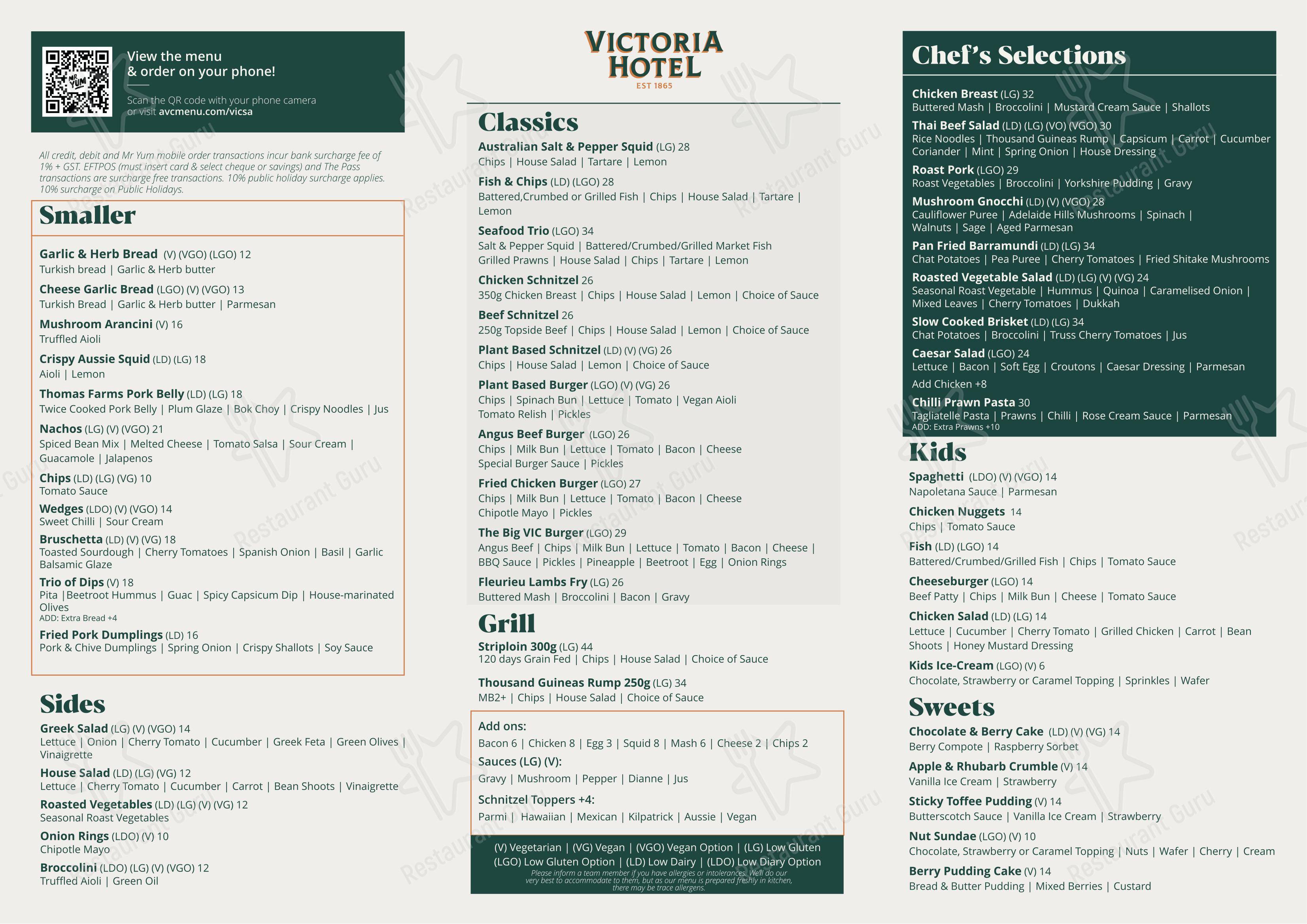 Menu at Victoria Hotel-Strathalbyn pub & bar, Strathalbyn
