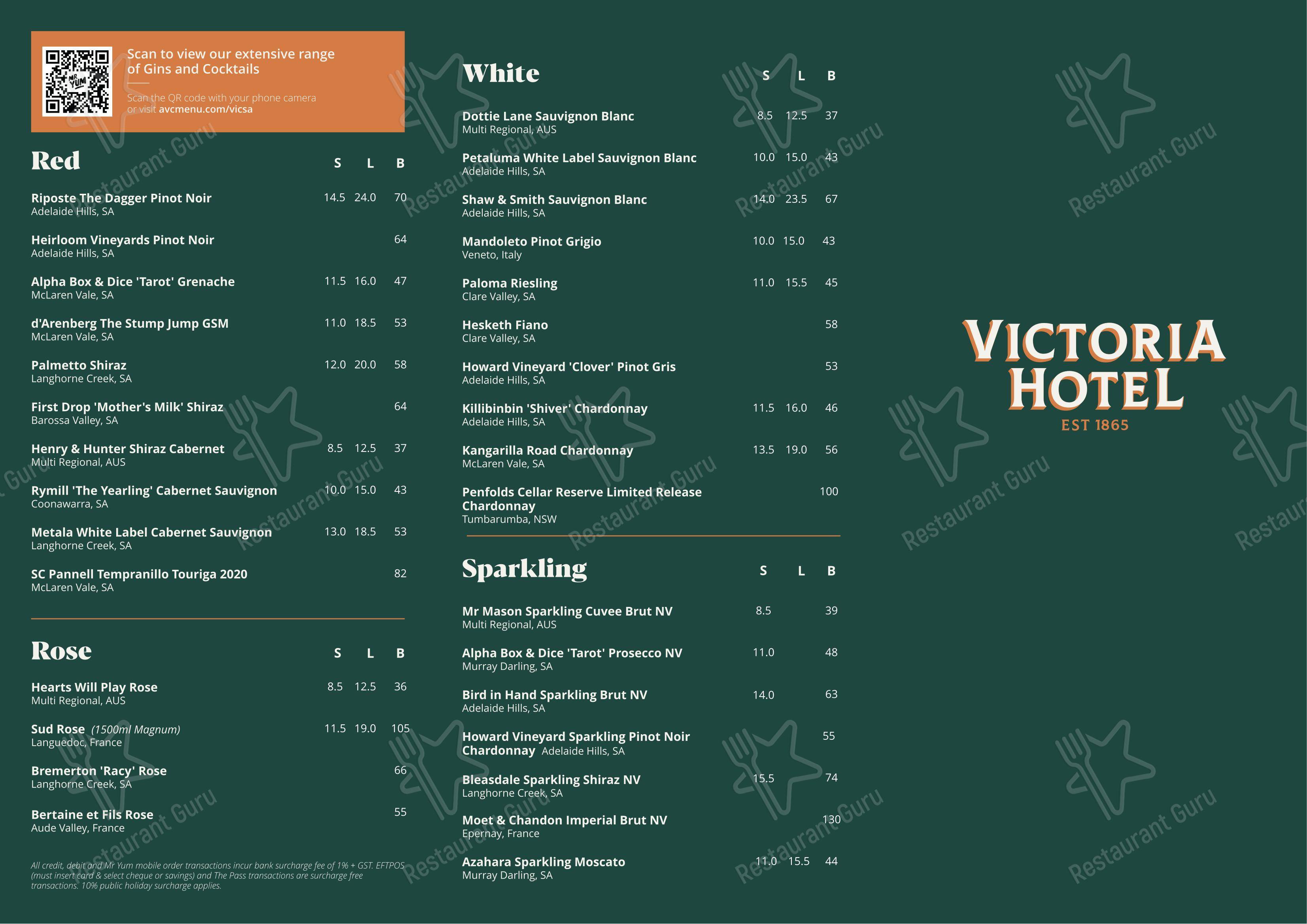 Menu at Victoria Hotel-Strathalbyn pub & bar, Strathalbyn