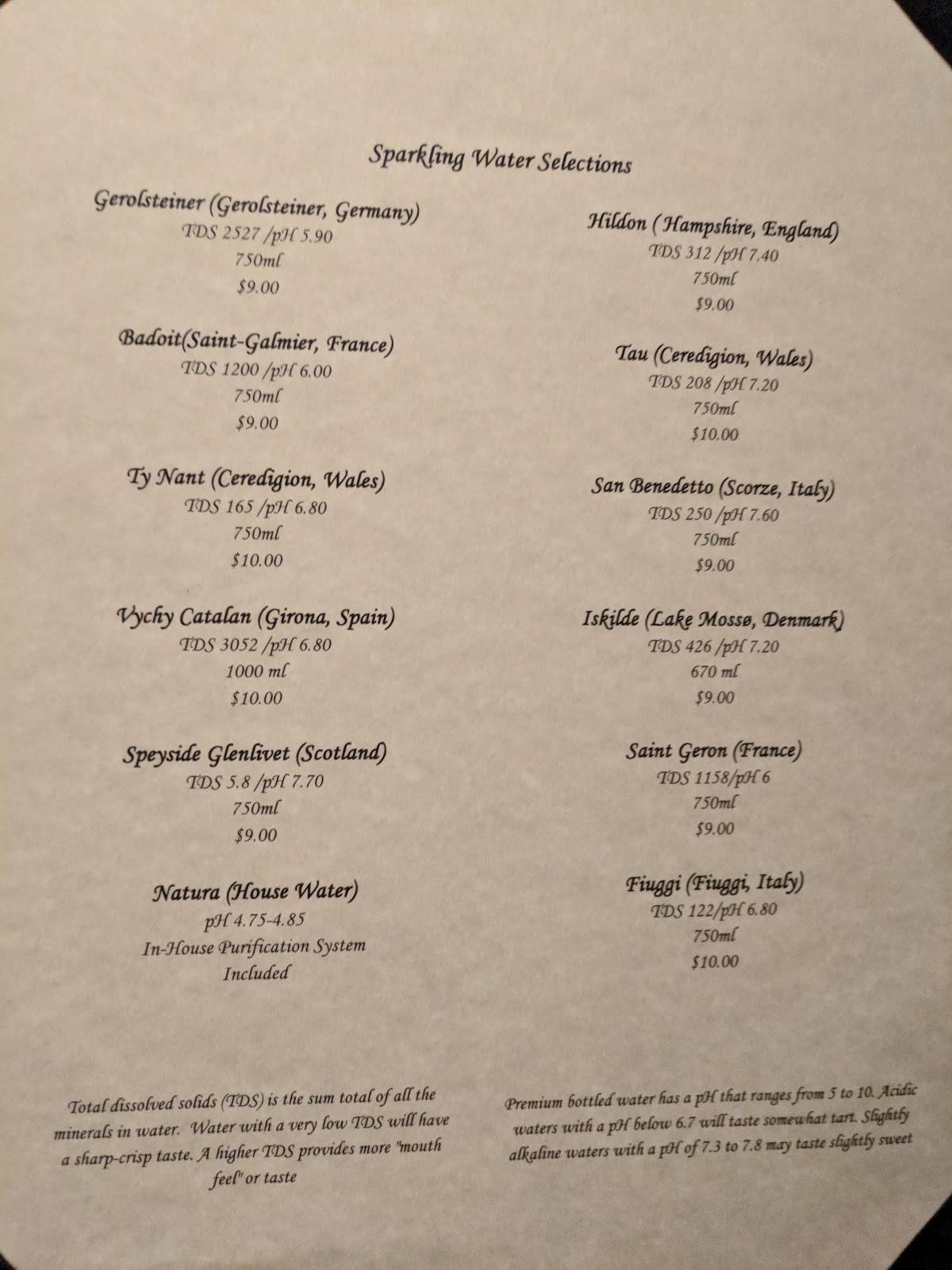 Menu at Victoria & Albert's restaurant, Orlando