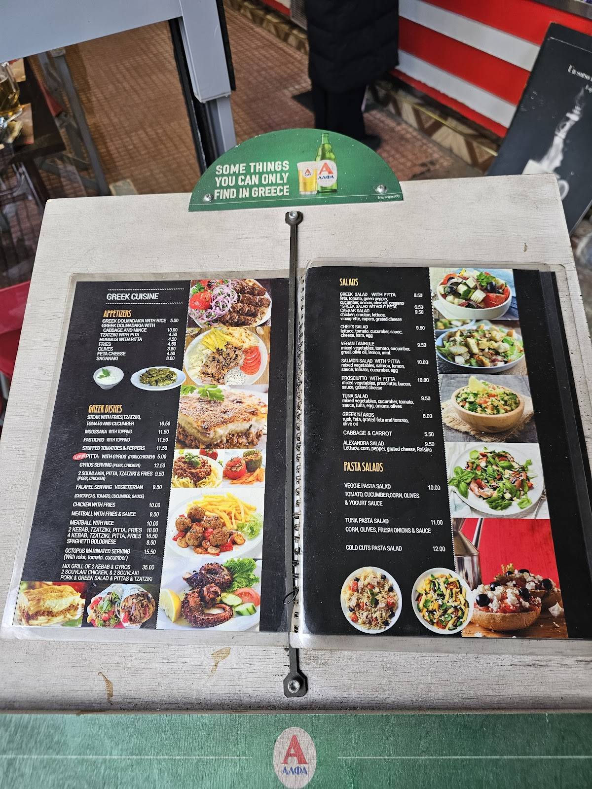 Menu at Victory, Athens