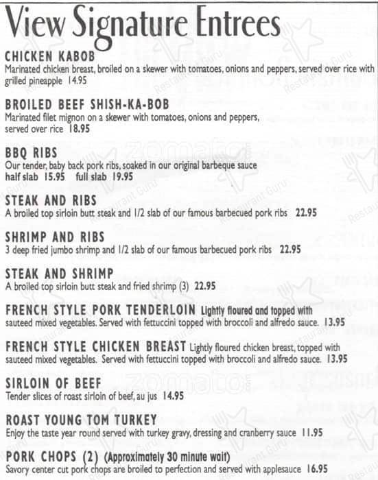 Menu at The View Restaurant, Bridgeview