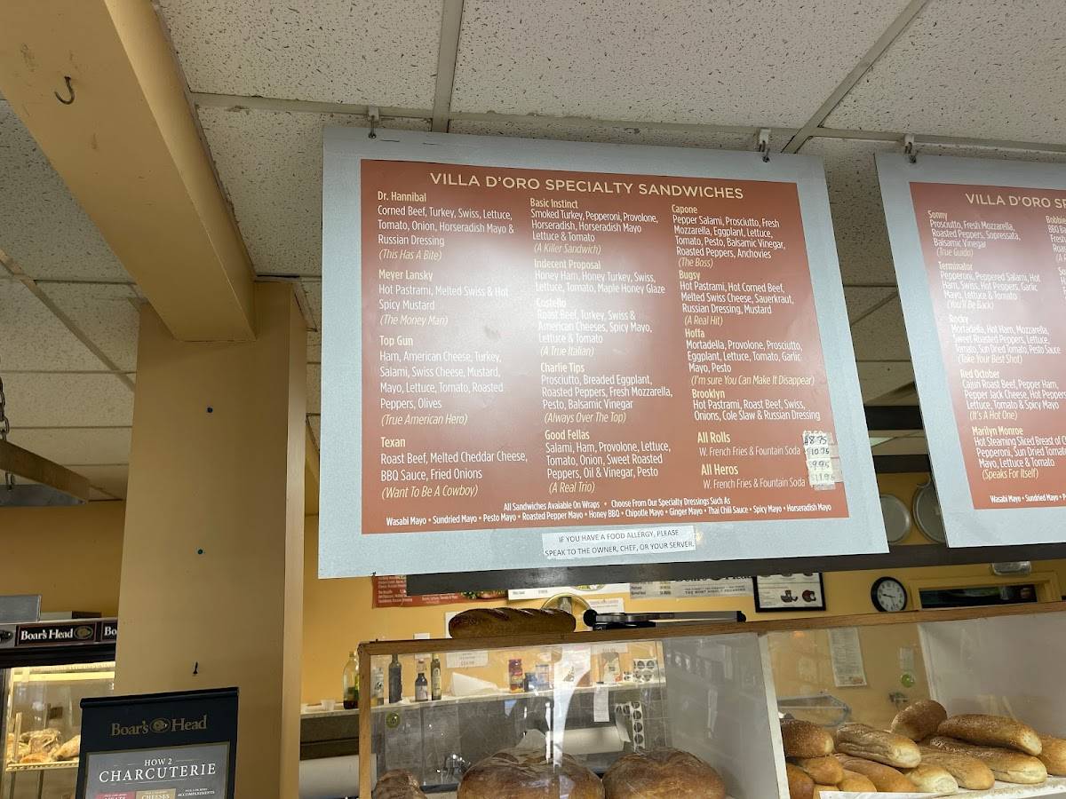 Menu at Villa D'oro Italian Deli and Bakery, Croton-on-Hudson