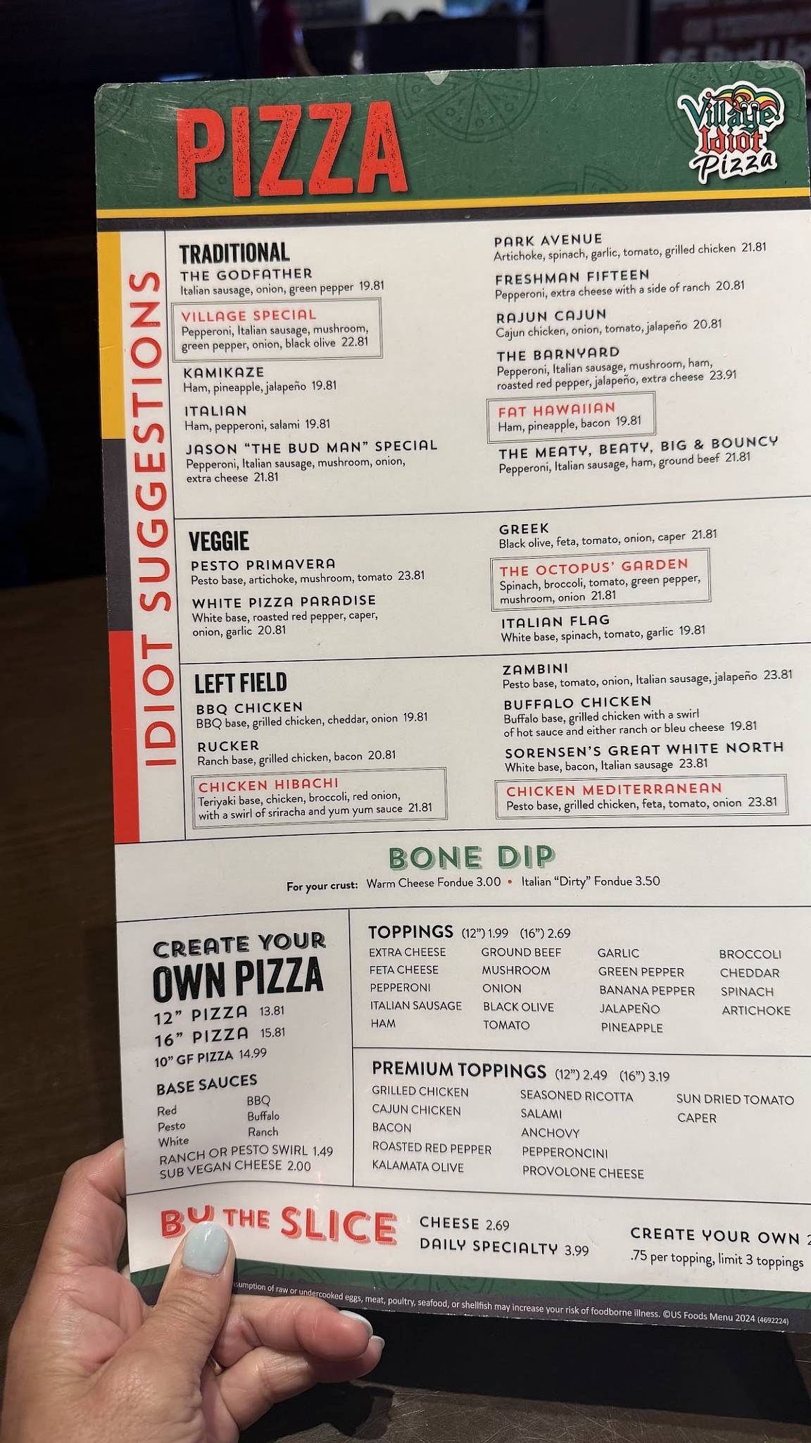 Menu at Village Idiot Pizza restaurant, Columbia, 612 Whaley St Suite A