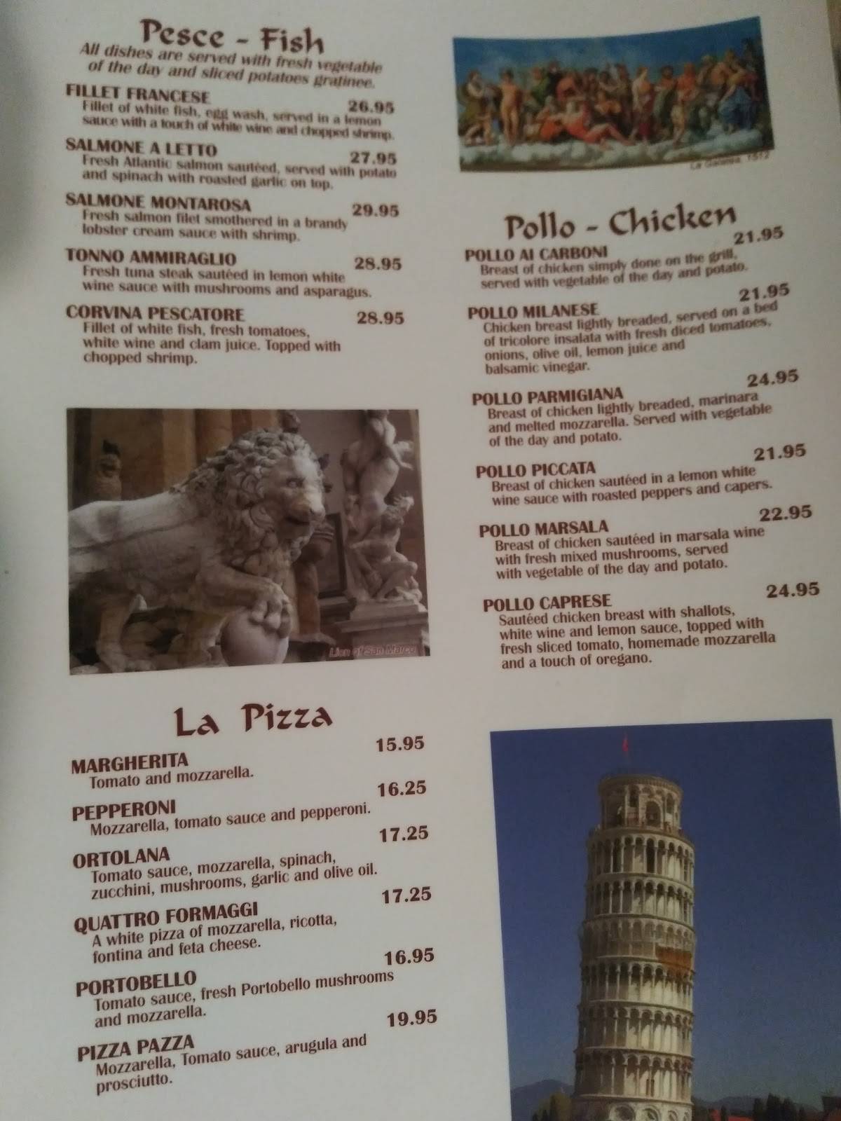Menu at Villagio restaurant, Boca Raton