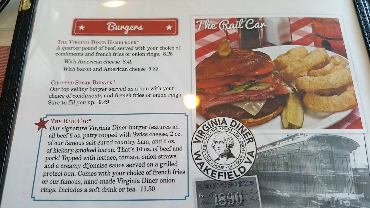 Menu at Virginia Diner restaurant, Wakefield, 408 County Dr