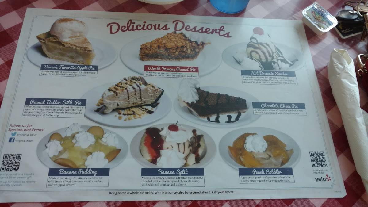 Menu at Virginia Diner restaurant, Wakefield, 408 County Dr