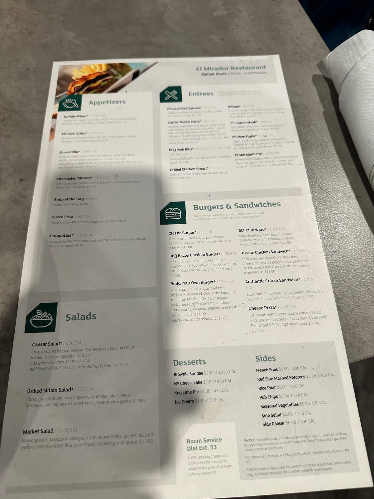 Menu at Vista Lounge pub & bar, Miami Springs, S Royal Poinciana Blvd