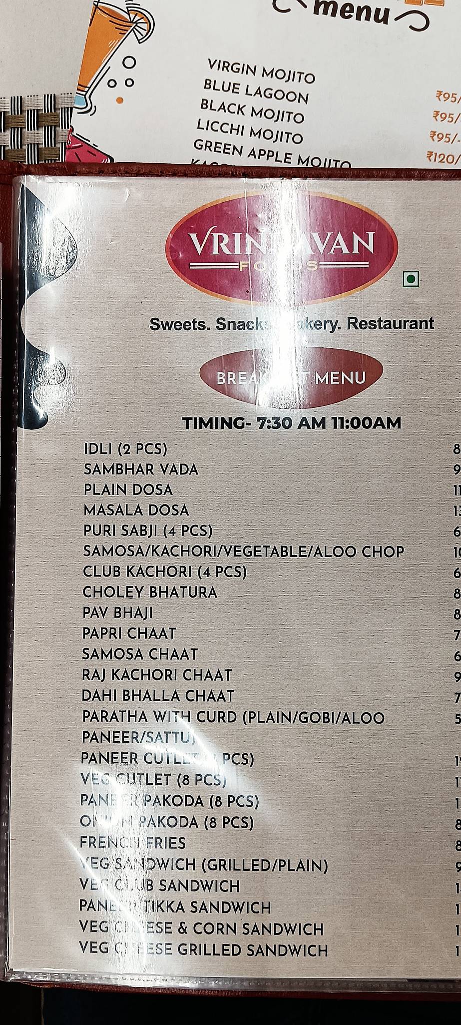 Menu at Vrindavan Foods, Ranchi