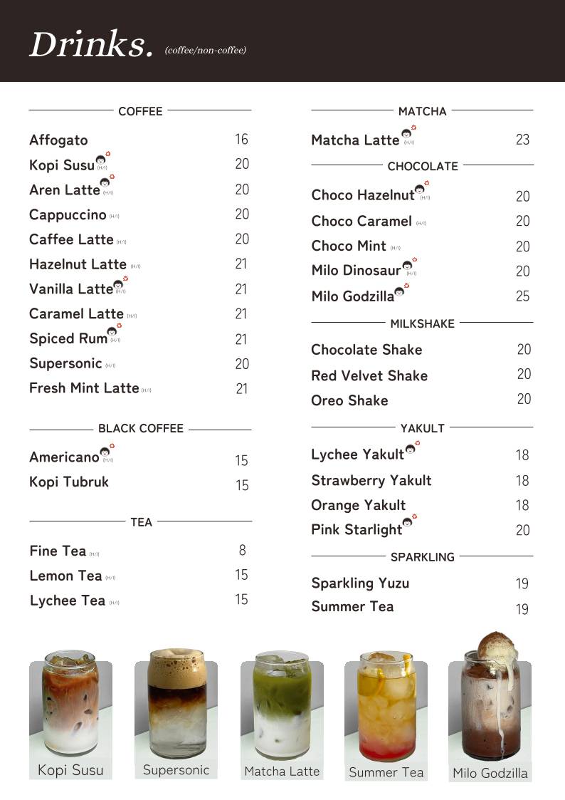 Menu at WABI SABI Cafe, Bandung