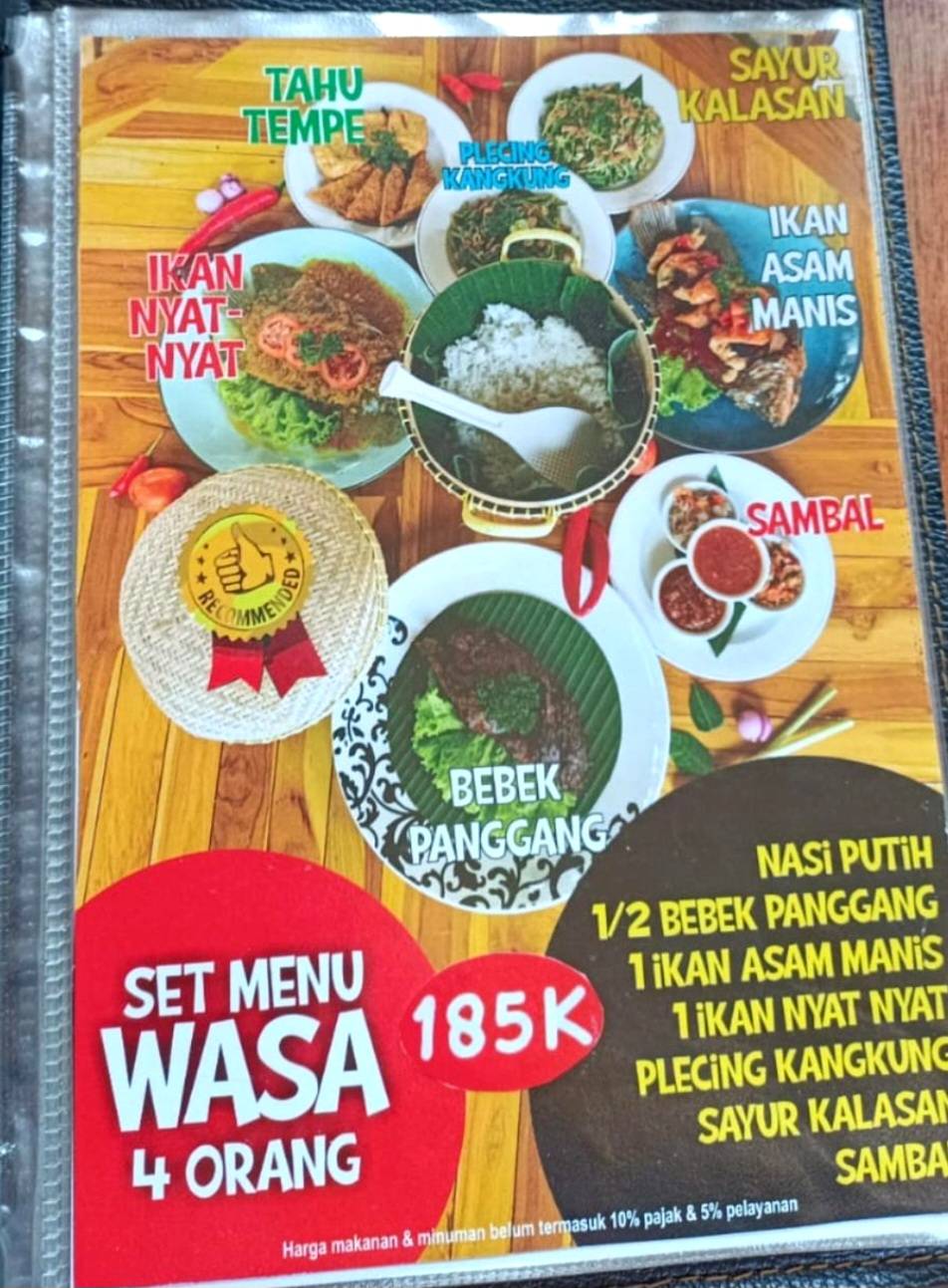 Menu at WASA - Warung Atas Sungai Ayung - restaurant, Denpasar