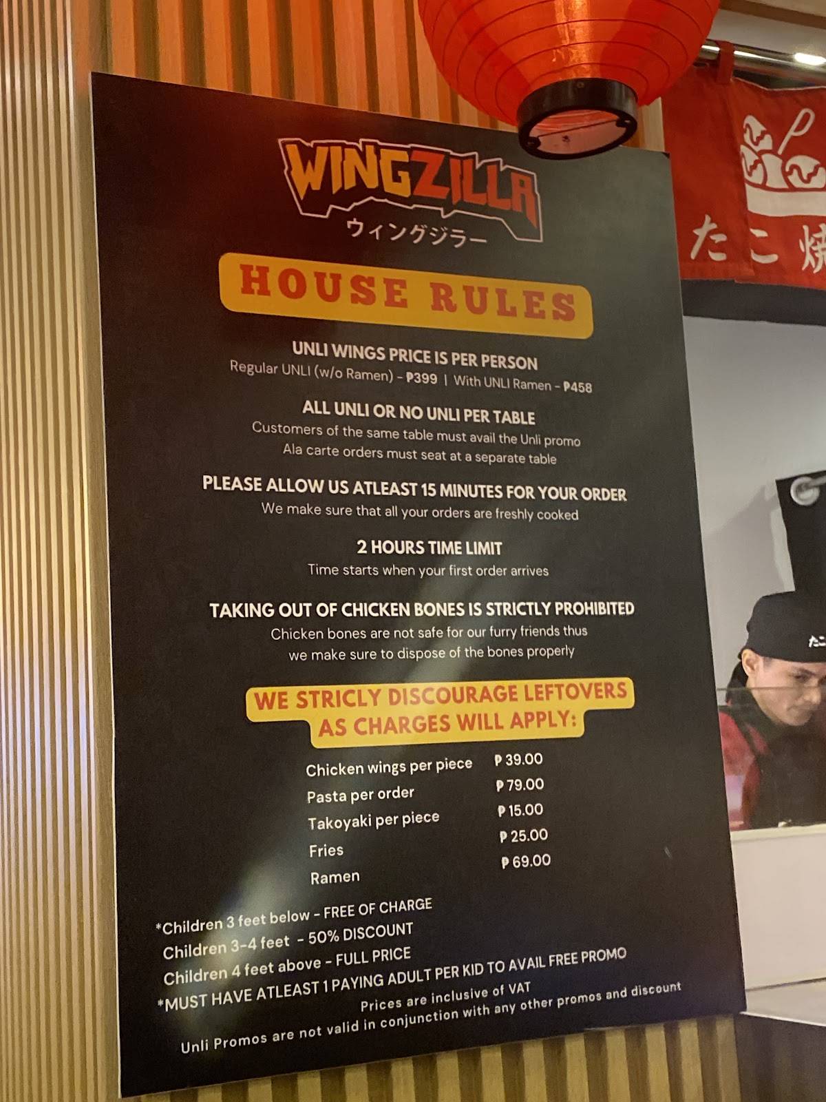 Menu at WINGZILLA Commonwealth restaurant, Quezon City