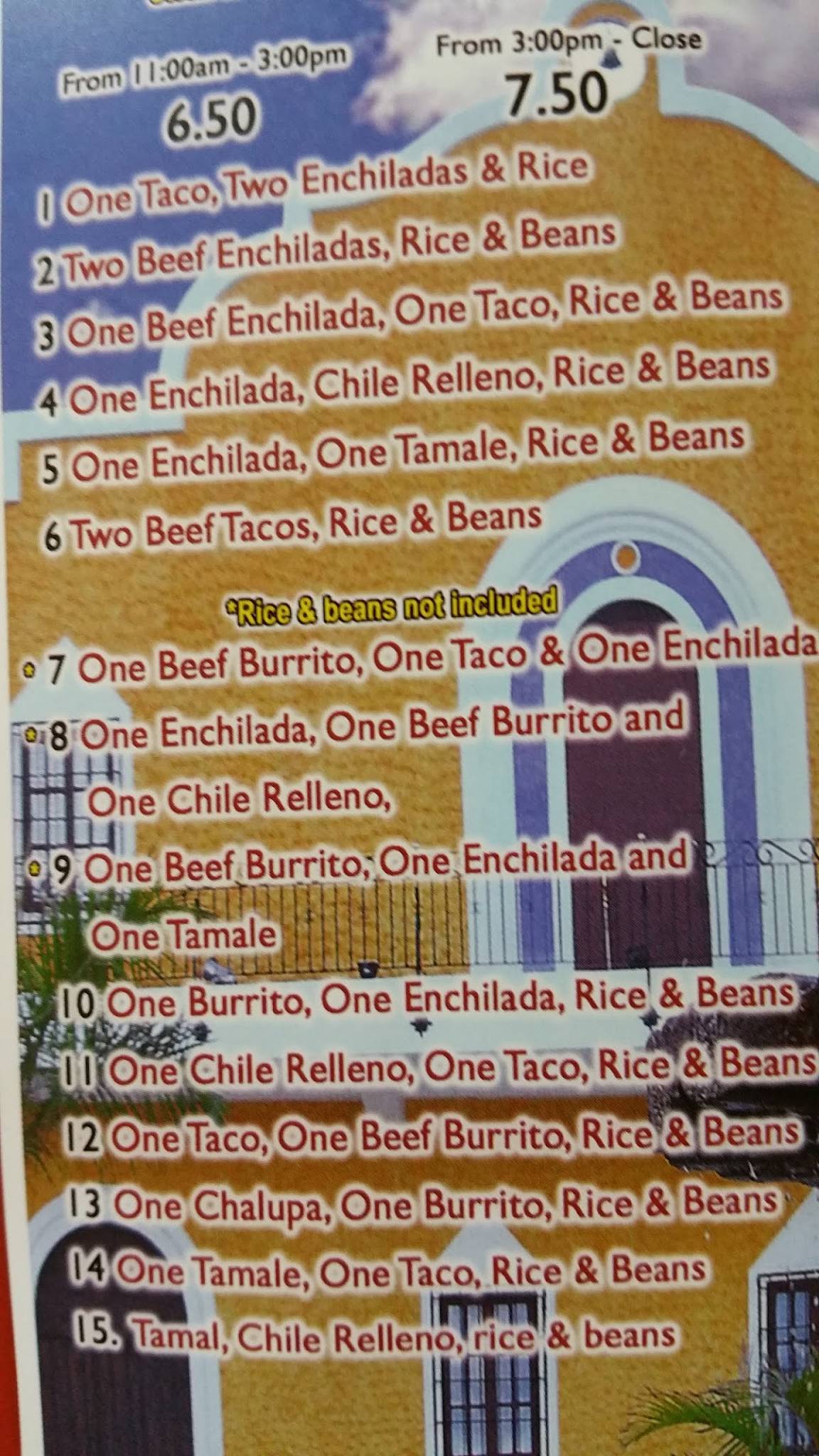 Menu at Las Fuentes Mexican Restaurant, Wagoner