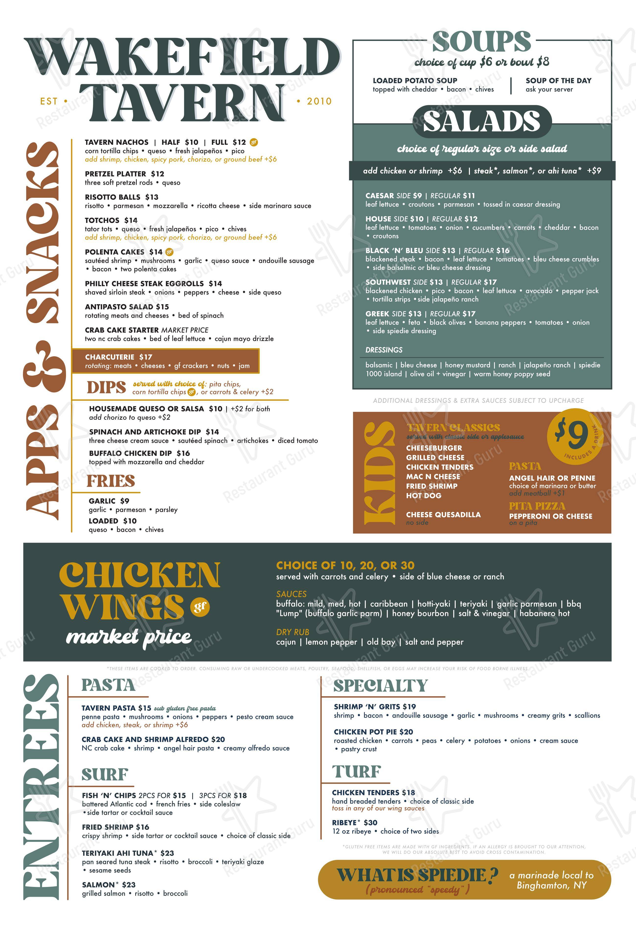 Menu at Wakefield Tavern pub & bar, Raleigh, Falls of Neuse Rd #101