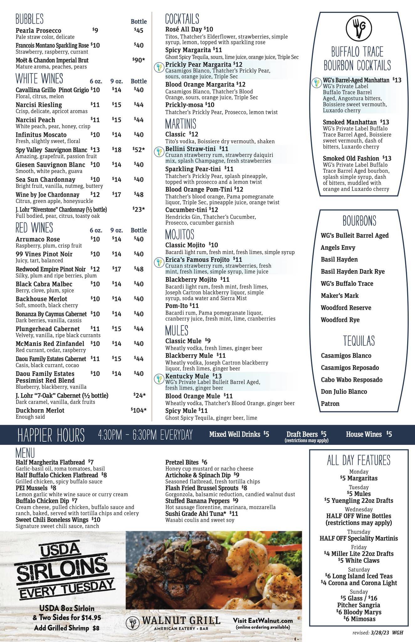 Menu at Walnut Grill -Fox Chapel restaurant, Pittsburgh, 911 Freeport Rd