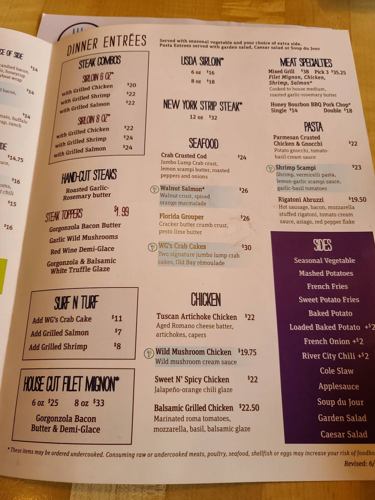 Menu at Walnut Grill -Fox Chapel restaurant, Pittsburgh, 911 Freeport Rd