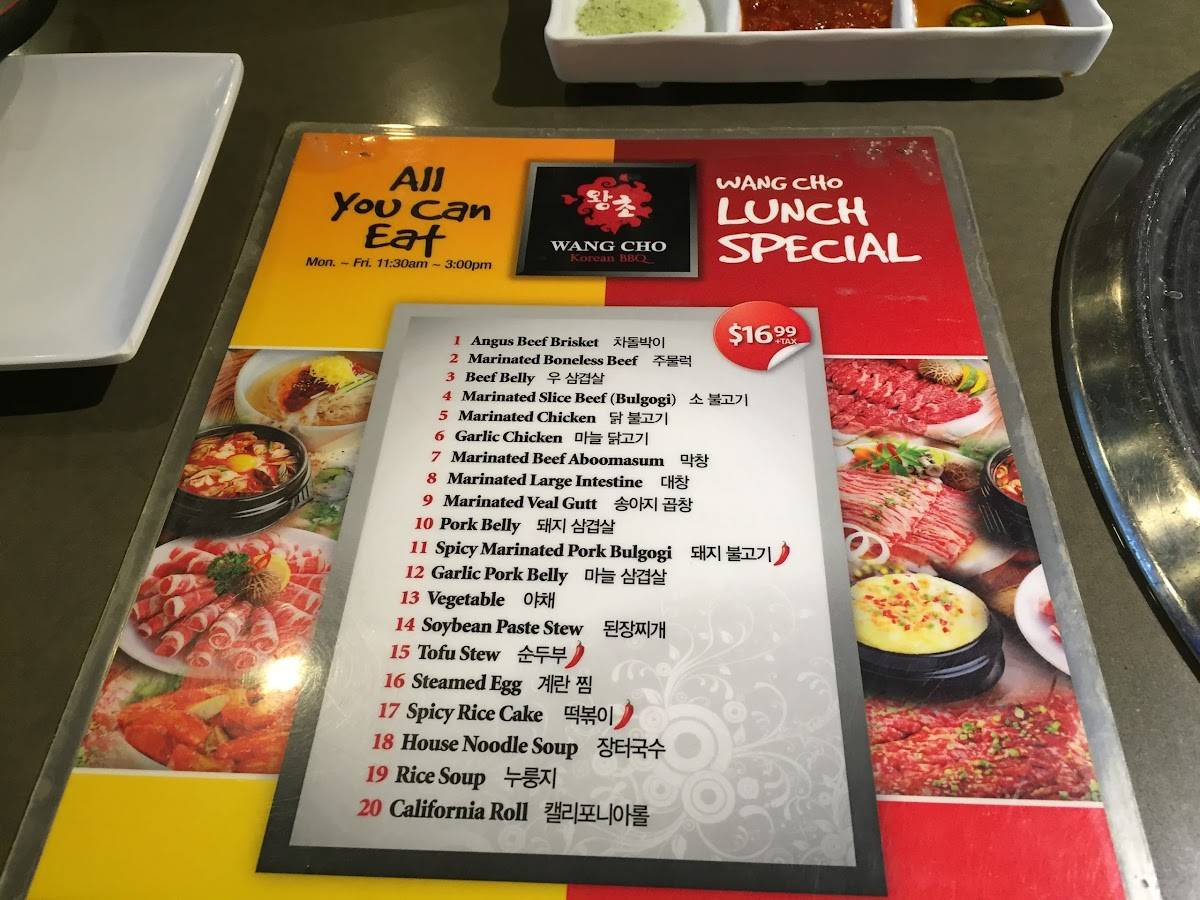 Menu at Wang Cho BBQ, Chino