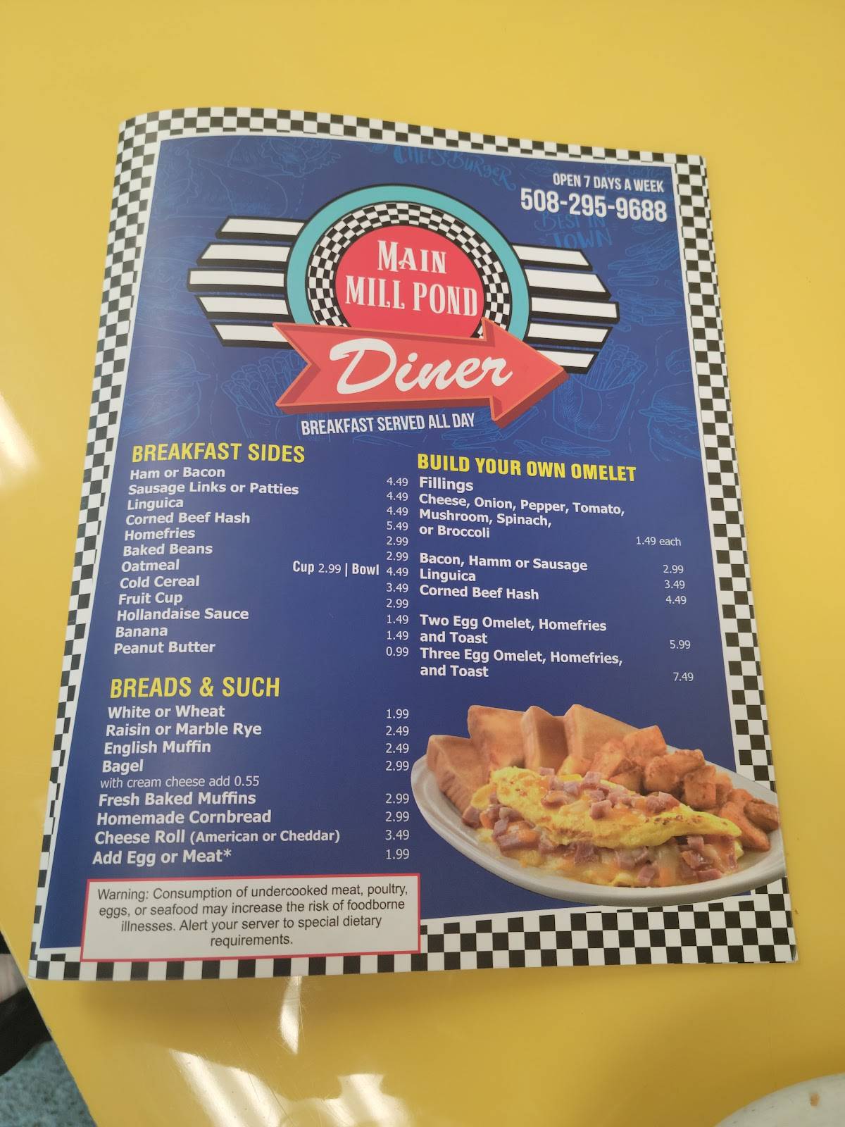 Menu at Mill Pond Diner restaurant, Wareham