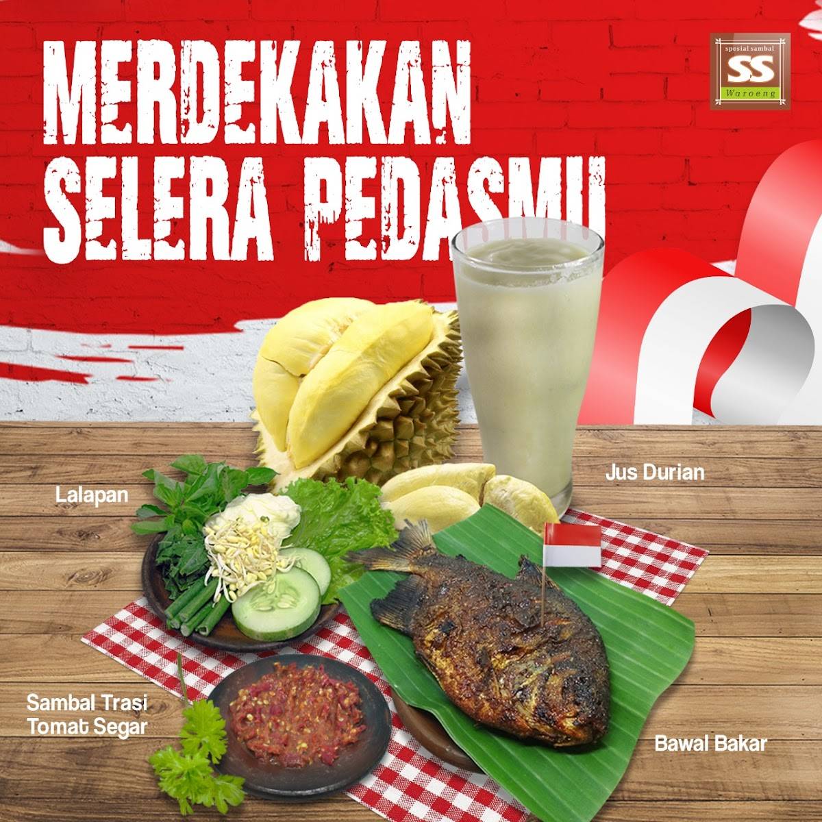 Carta del restaurante Waroeng Spesial Sambal "SS" Arjuna, Surabaya