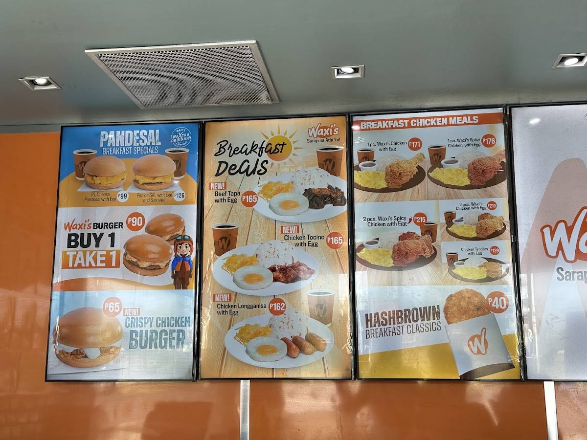 Menu at Waxi's restaurant, Davao City