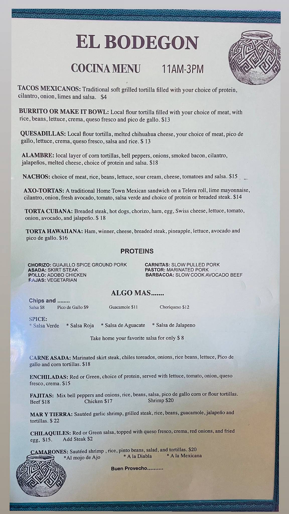Menu at El Bodegon pub & bar, Wayzata