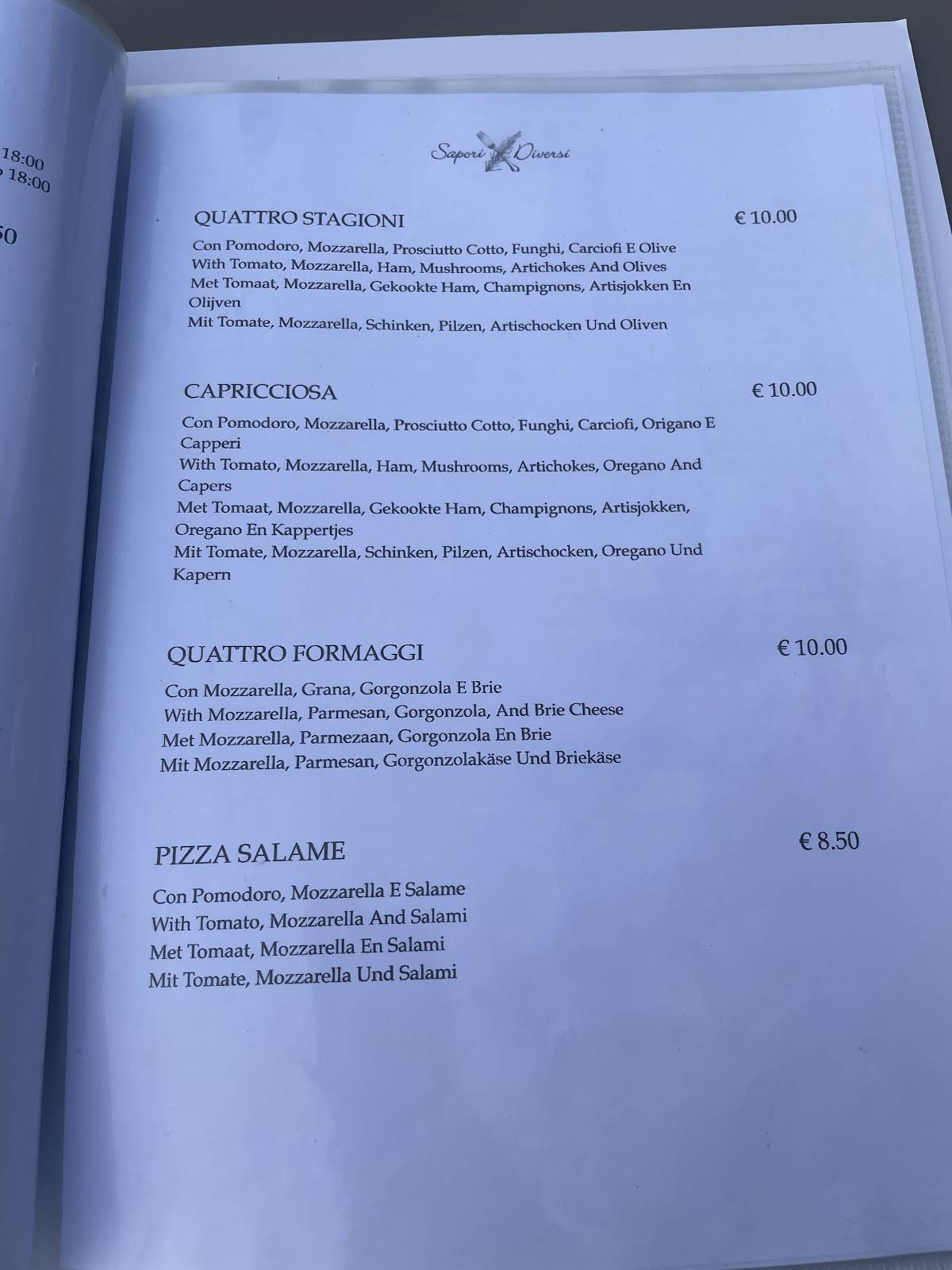 Menu at Weekend Glamping Resort Restaurant, San Felice del Benaco