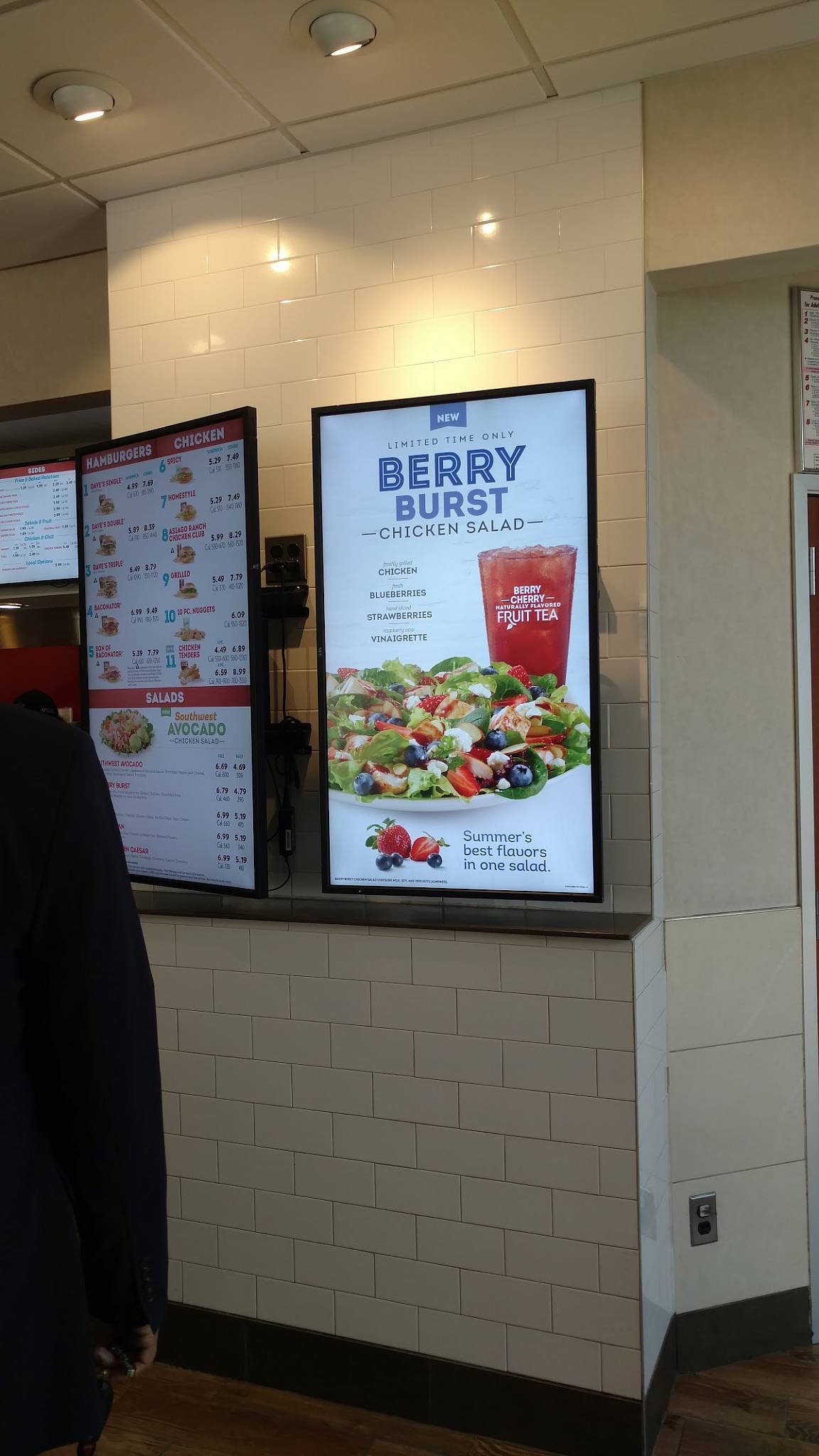 Menu at Wendy's fast food, New York City, 61-11 Fresh Pond Rd