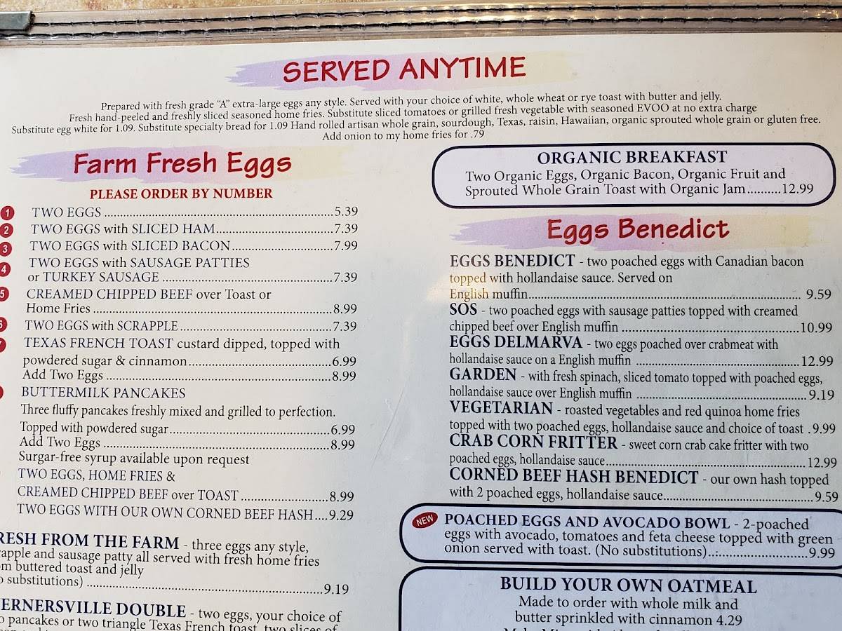 Menu at Red Plate Diner restaurant, Wernersville