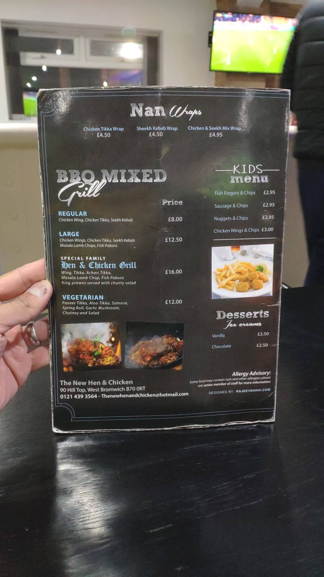 Menu at Hen & Chickens Bar & Grill, West Bromwich