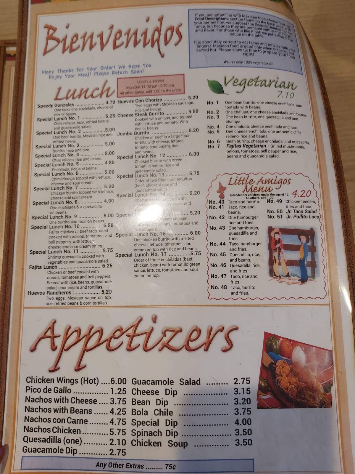 Menu at El Rancho Grande restaurant, West Hamlin