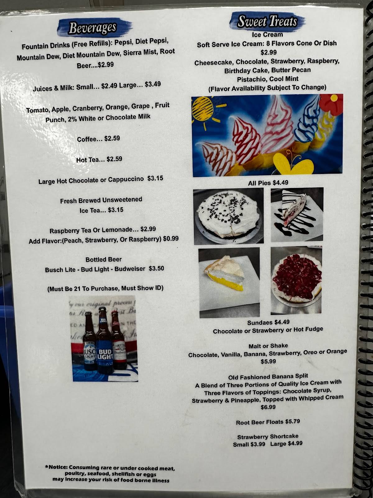 Menu at West River Cafe, Nekoosa