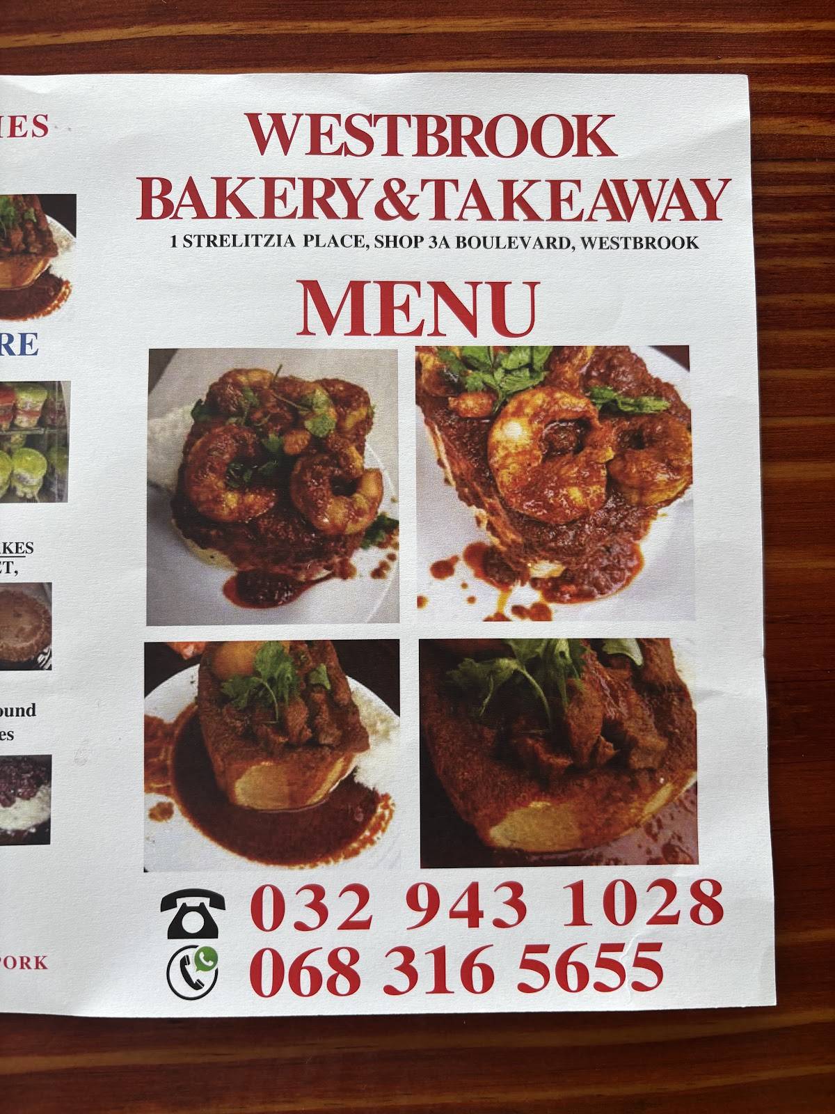 Menu at Westbrook Bakery & Take-Away, Westbrook