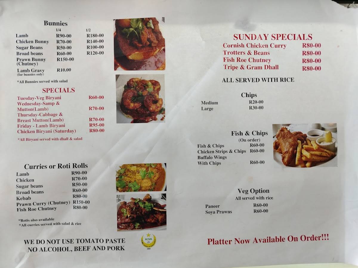 Menu at Westbrook Bakery & Take-Away, Westbrook