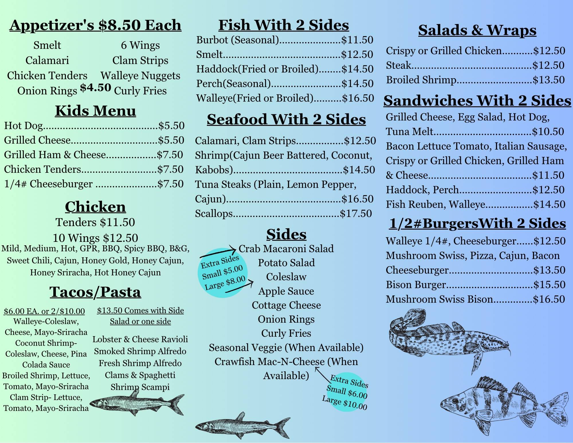 Menu at Westfield Fisheries restaurant, Westfield